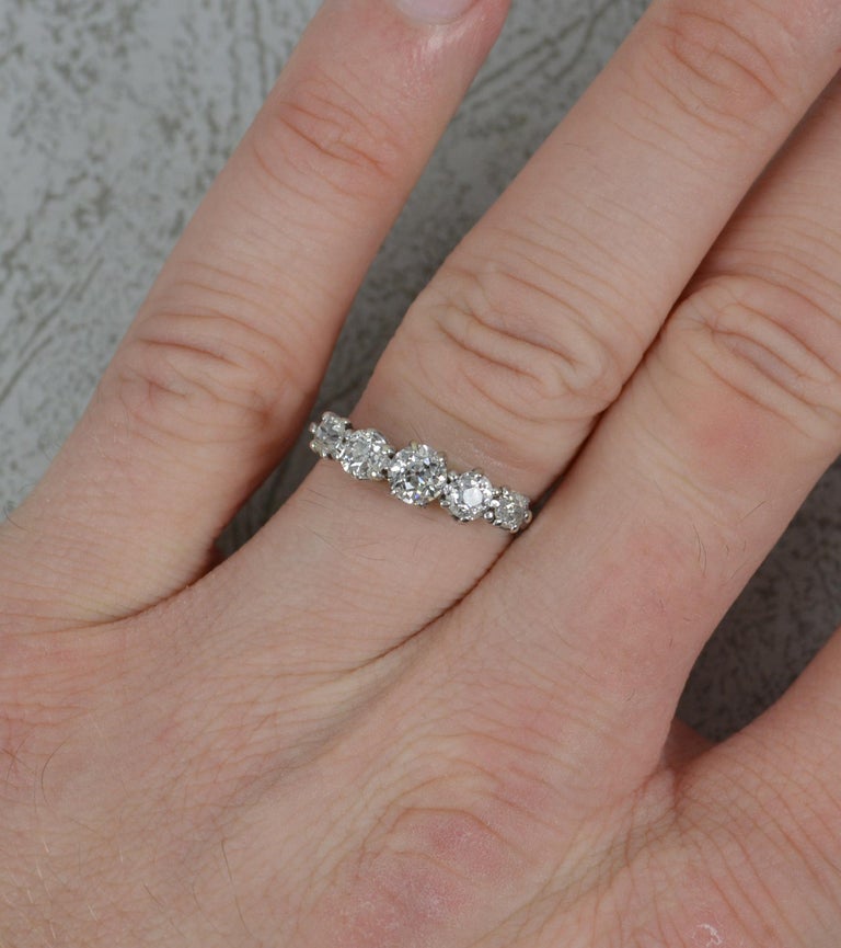 Edwardian Old Cut Diamond and Platinum Five Stone Stack ring For Sale ...