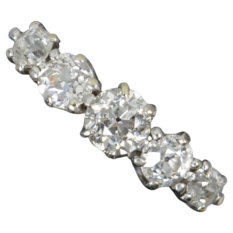 Edwardian Old Cut Diamond and Platinum Five Stone Stack ring For Sale ...