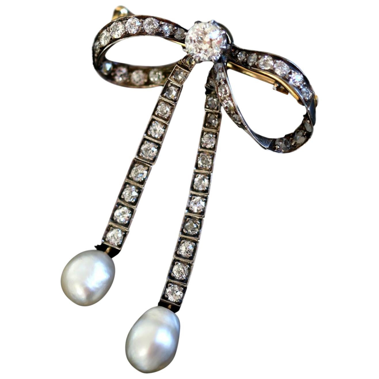 Antique Natural Pearl Brooches - 175 For Sale at 1stdibs