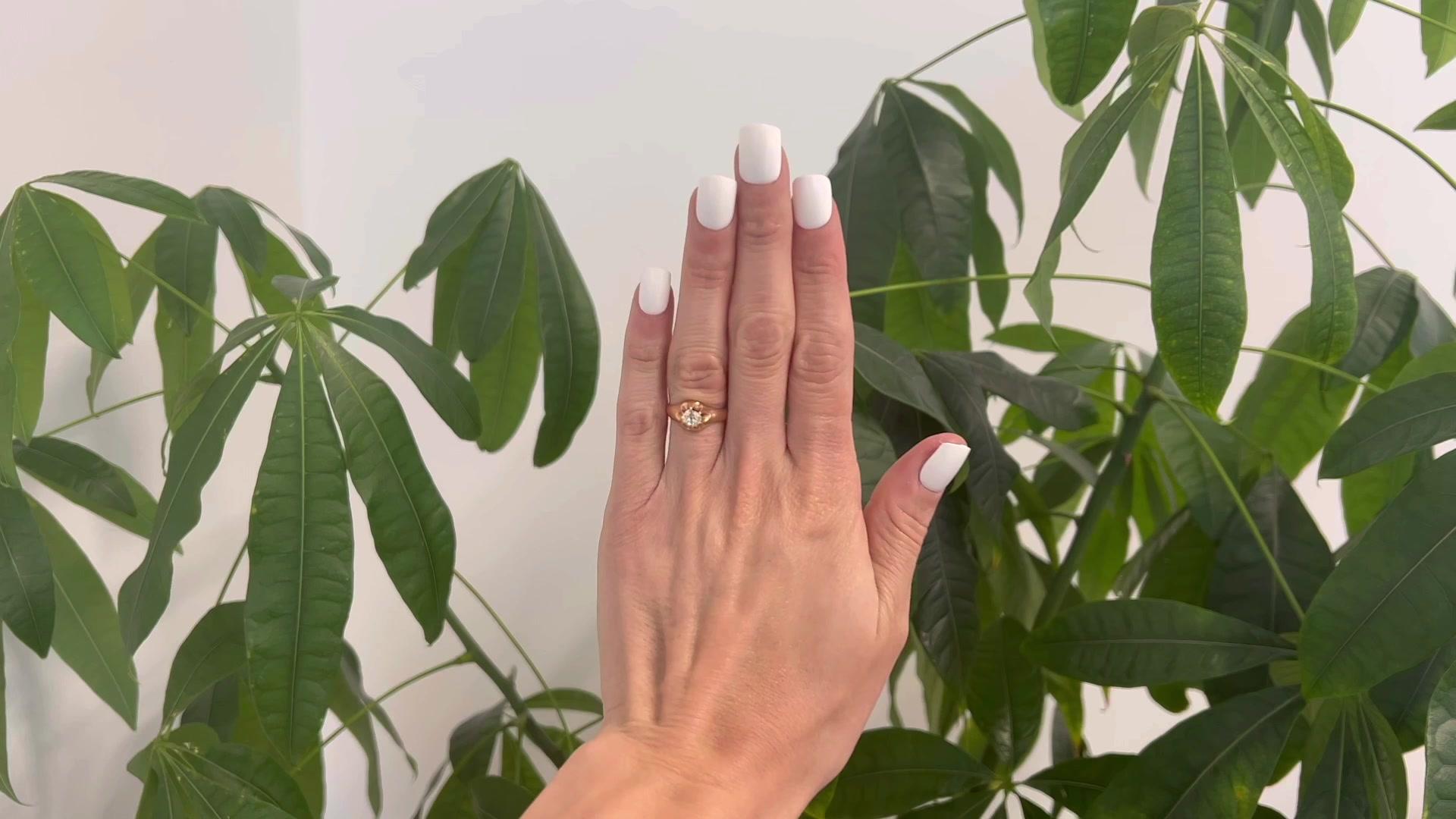 Edwardian Old Mine Cut Diamond 14 Karat Rose Gold Belcher Solitaire ...