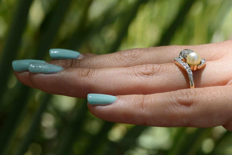 Edwardian Pearl and Diamond Toi Et Moi Antique Engagement Ring For Sale ...