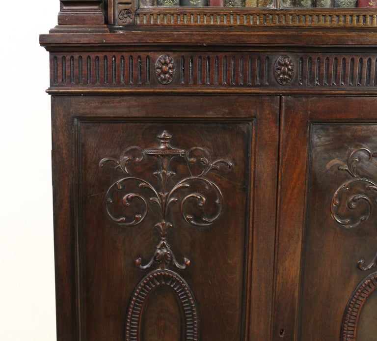 Edwardian Period Adams Style Slender Mahogany Bookcase For Sale at 1stDibs