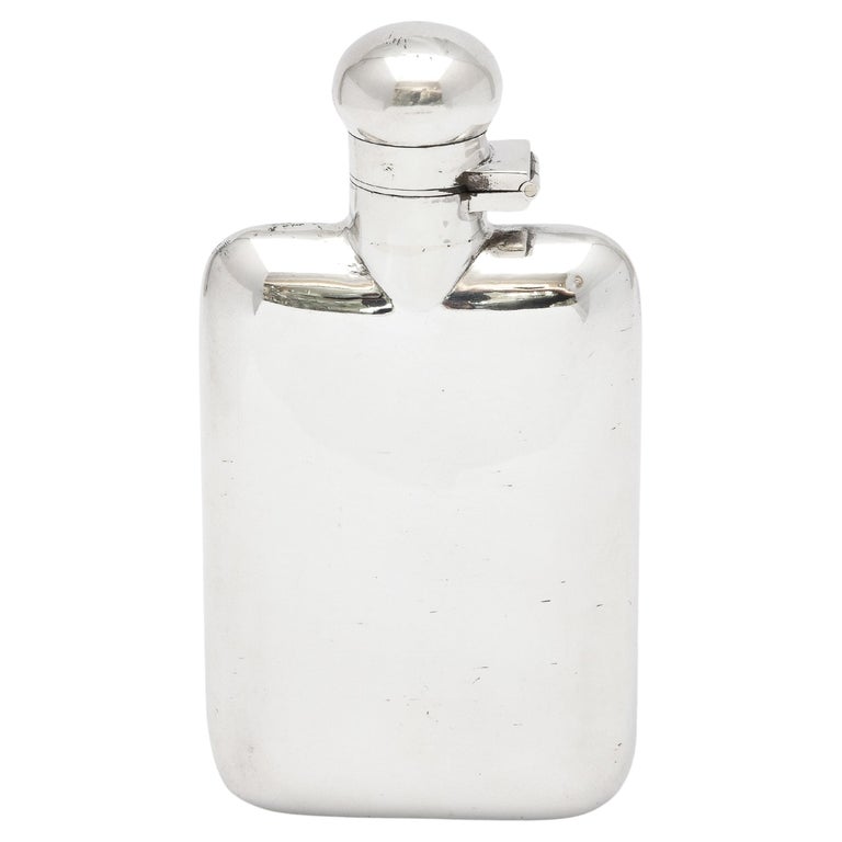 Edwardian Period Sterling Silver Flask with Hinged Lid For Sale at 1stDibs