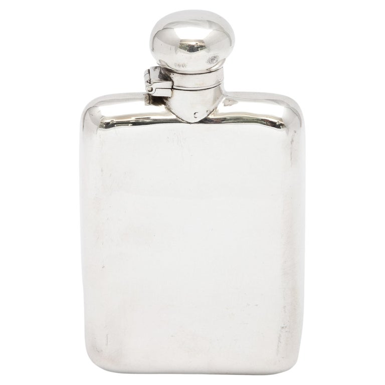Edwardian Period Sterling Silver Flask With Hinged Lid For Sale at 1stDibs