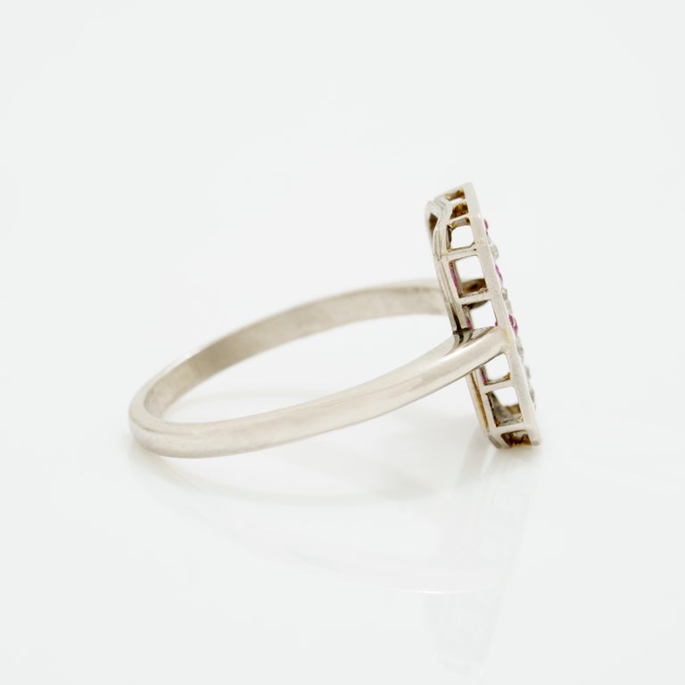 Edwardian Platinum and Ruby and Old European Cut Diamond K Initial ...