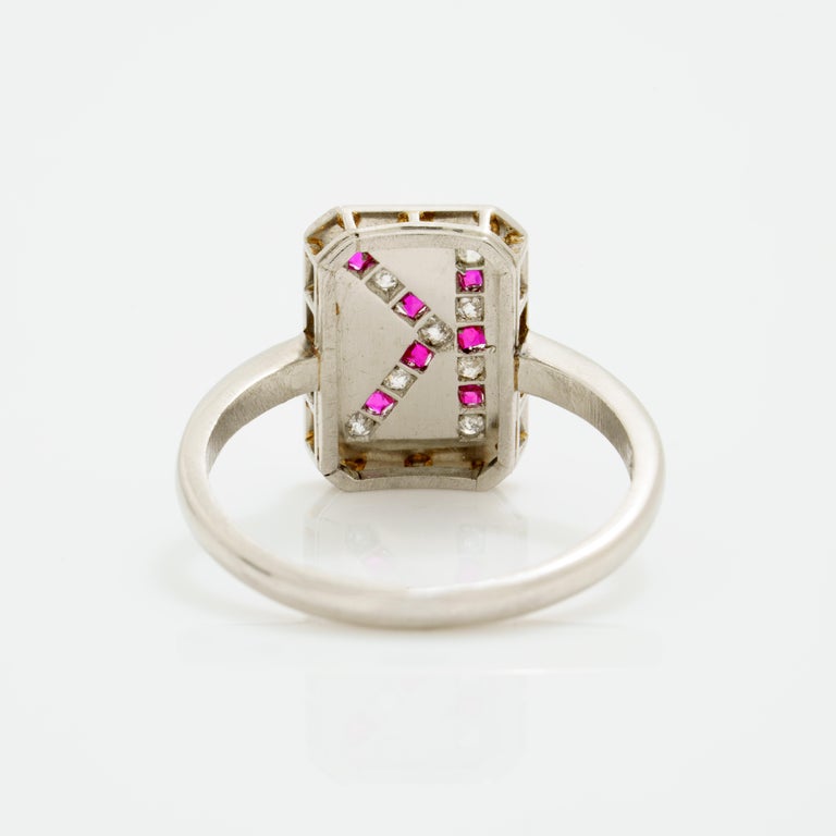 Edwardian Platinum and Ruby and Old European Cut Diamond K Initial ...