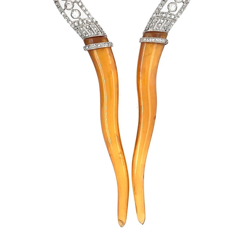 Edwardian Platinum Diamond Turtle Shell Hair Comb at 1stDibs