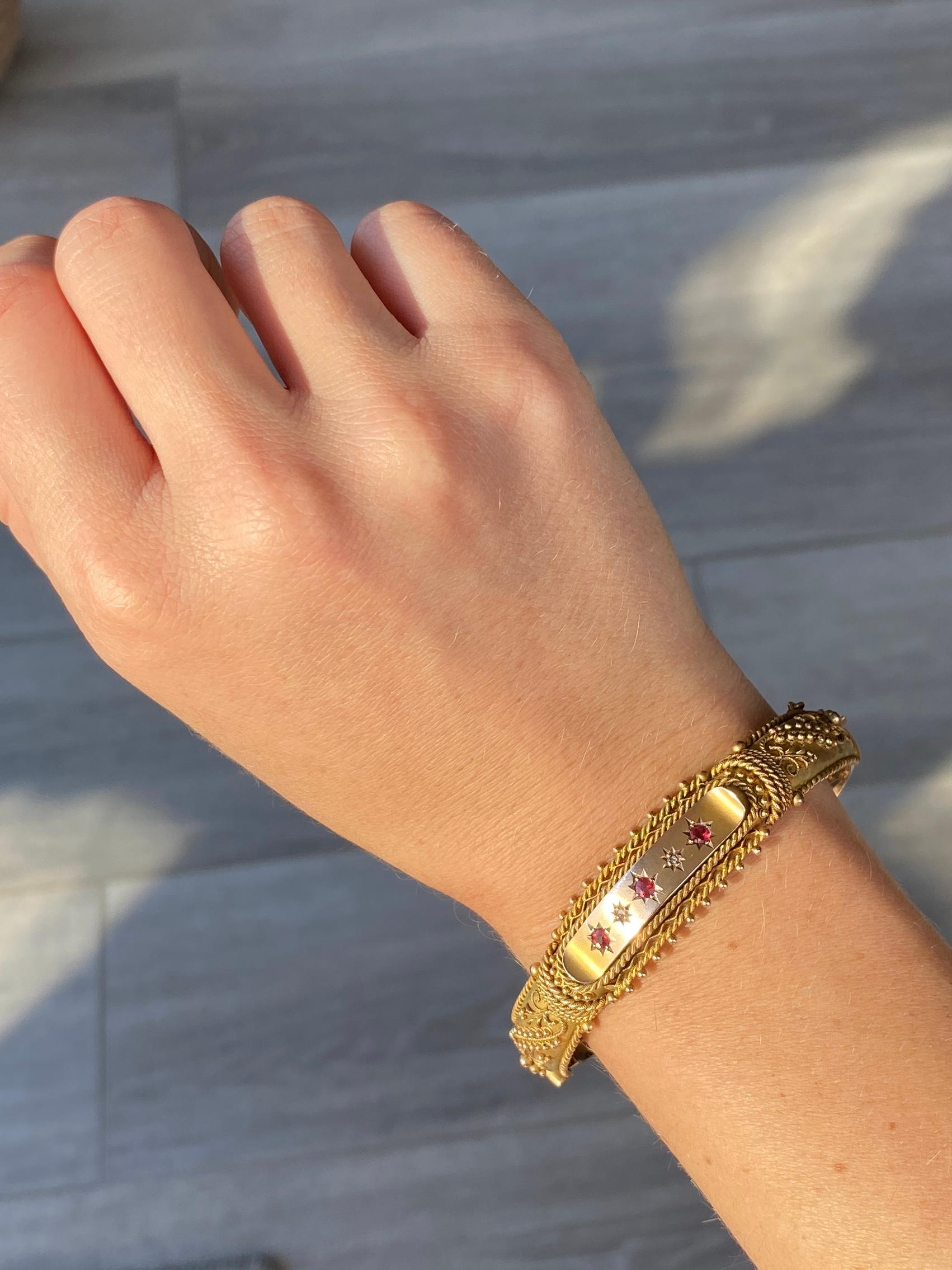 Edwardian Ruby and Diamond 9 Carat Gold Bangle at 1stDibs | 9 carat ...