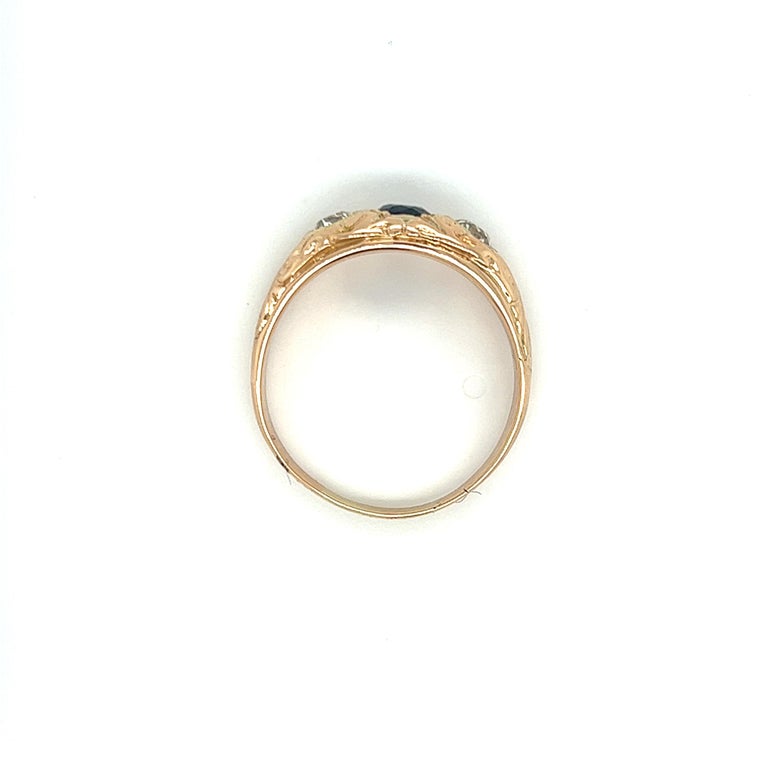 Edwardian Sapphire and Old Mine Cut Diamond Ring in 14k Gold For Sale ...