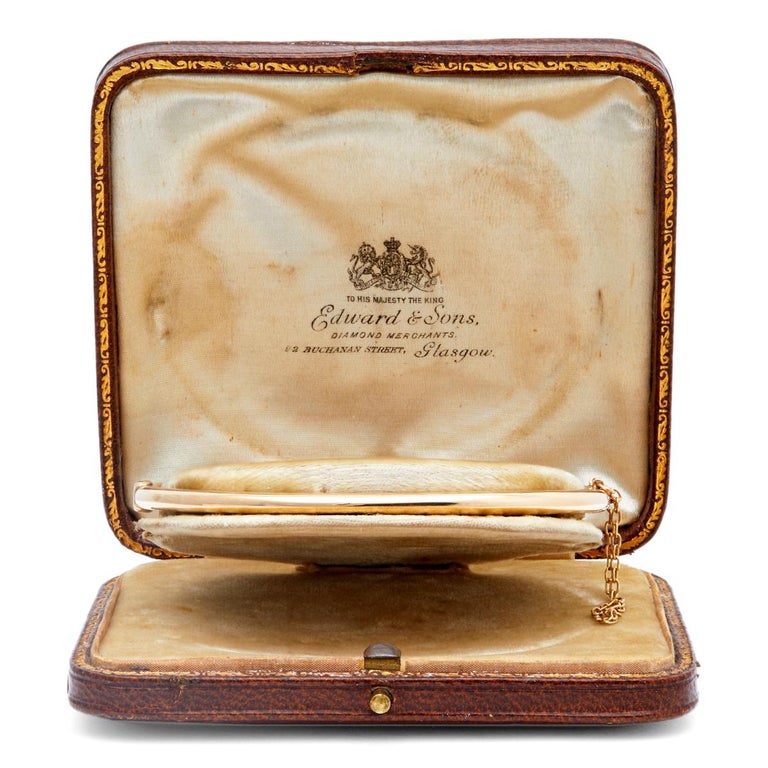 Edwardian Sapphire Diamond 14k Yellow Gold Hinged Cuff Bracelet For ...