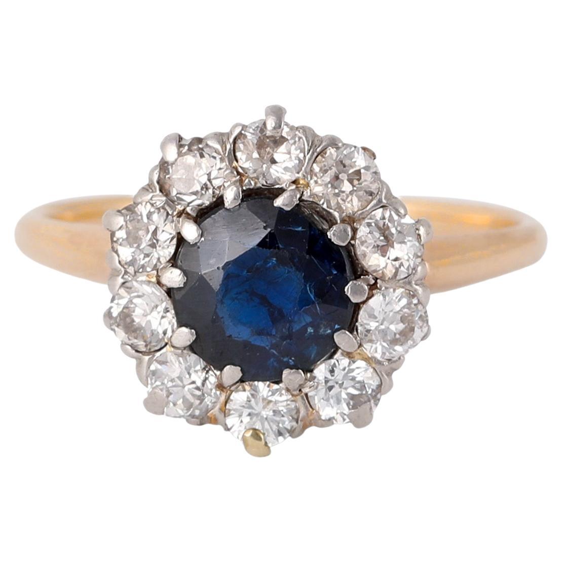 Edwardian Diamond Platinum Cluster Ring For Sale at 1stDibs