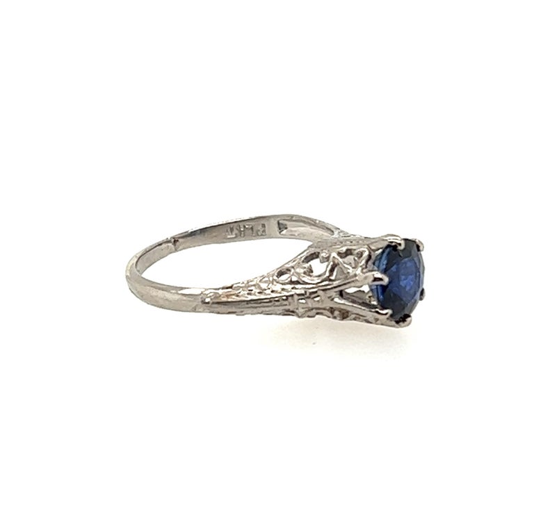 Edwardian Sapphire Ring 1 Carat Solitaire Platinum Antique Original ...