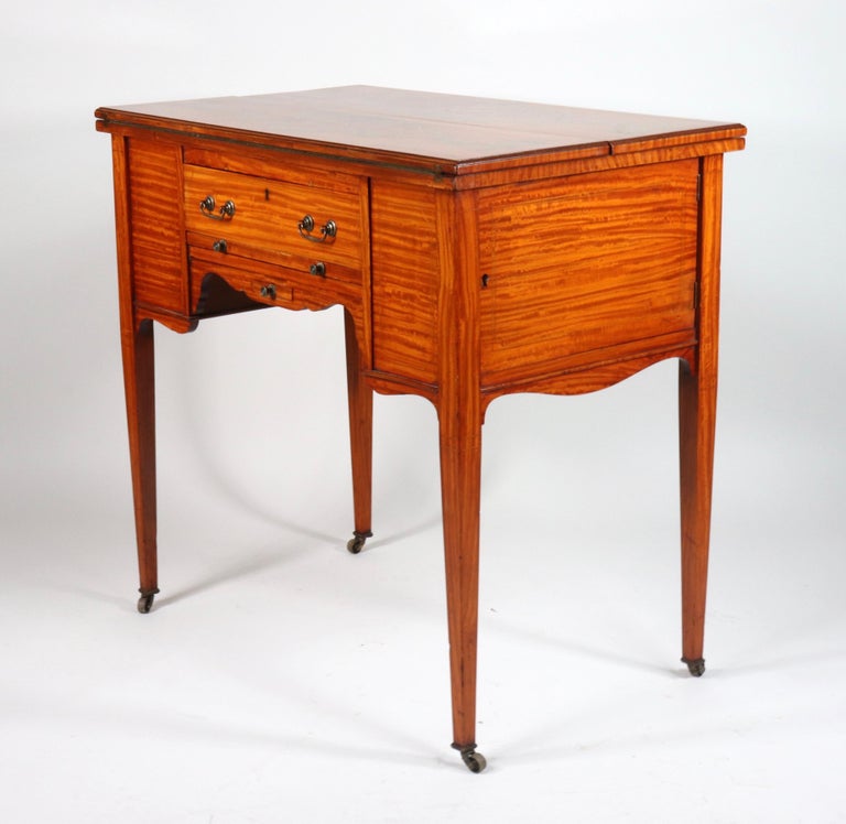 Edwardian Satinwood Hand-Painted Metamorphic Game Table For Sale at 1stDibs