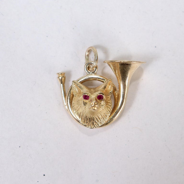 Edwardian Signed Whiteside and Blank 14k Gold Fox Hunt Charm for a ...