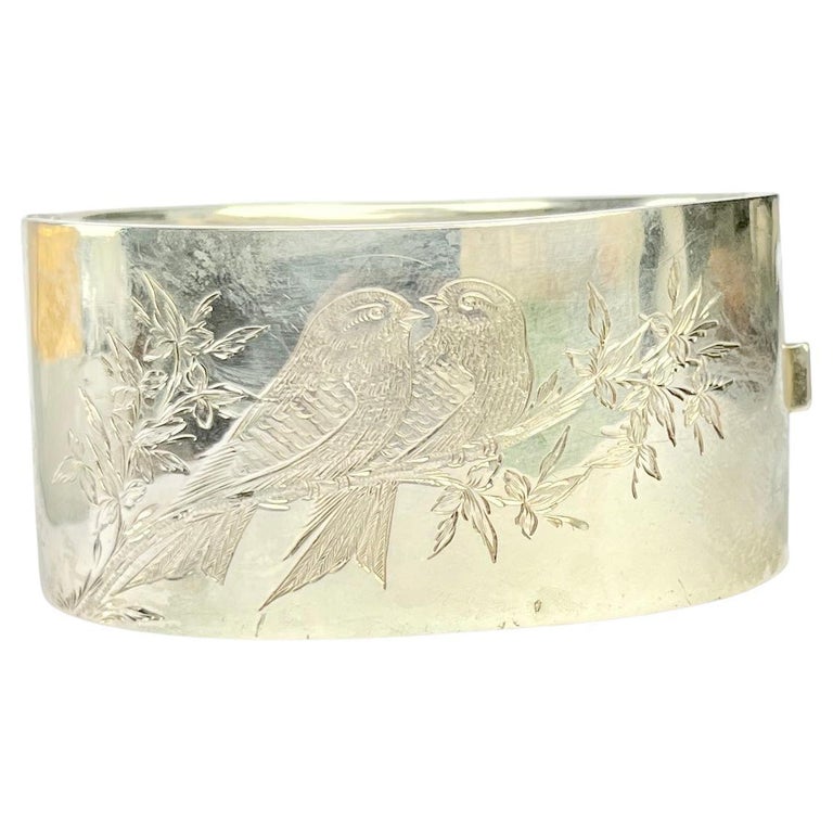 Edwardian Silver Engraved Bangle For Sale at 1stDibs