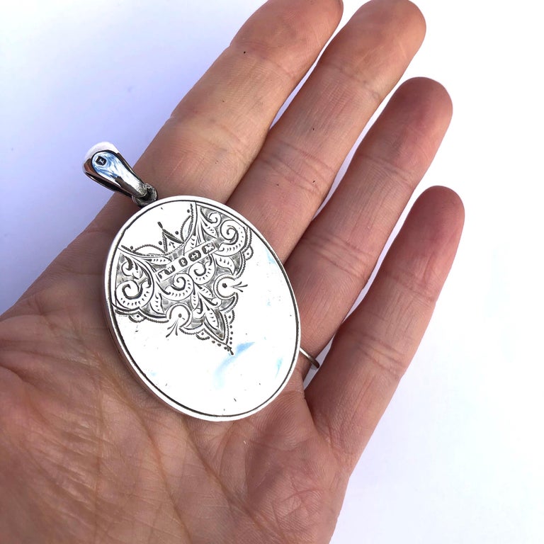 Edwardian Silver Engraved Locket at 1stDibs