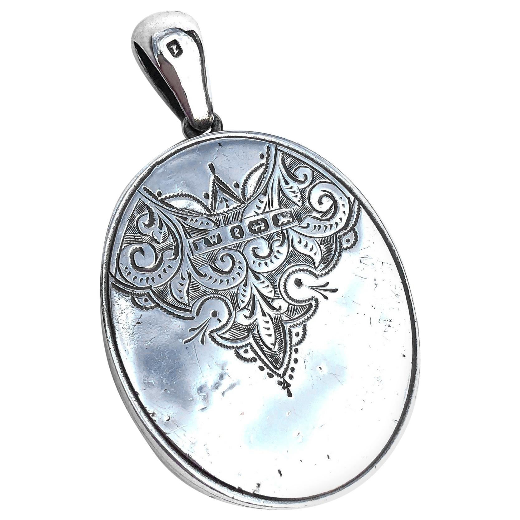 Edwardian Silver Engraved Locket at 1stDibs