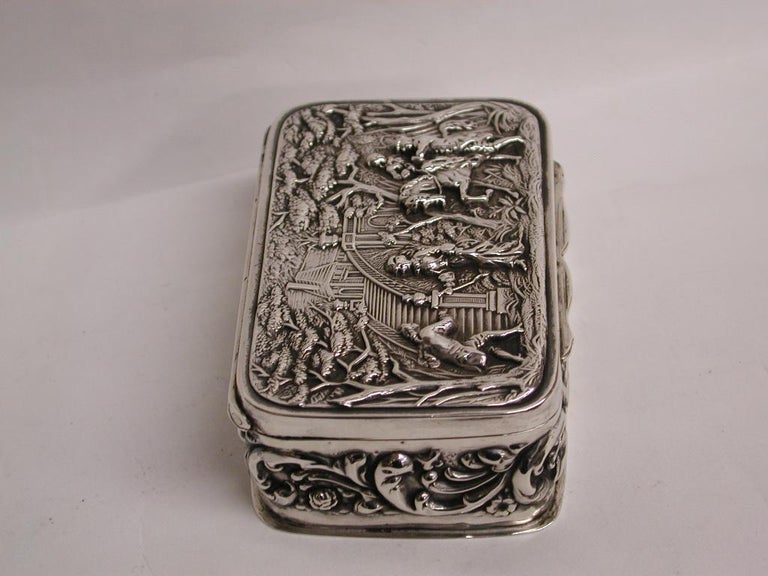 Edwardian Silver Trinket Box with Period Scene on Top, 1901, Birmingham ...