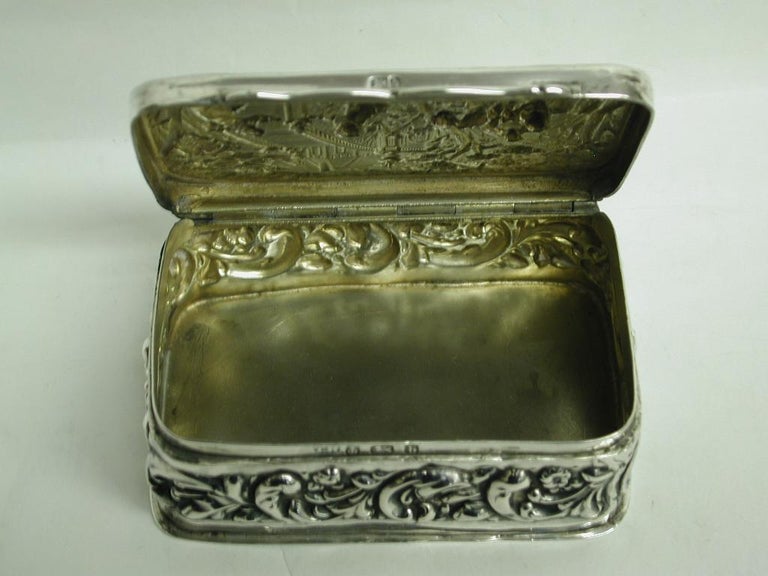 Edwardian Silver Trinket Box with Period Scene on Top, 1901, Birmingham ...