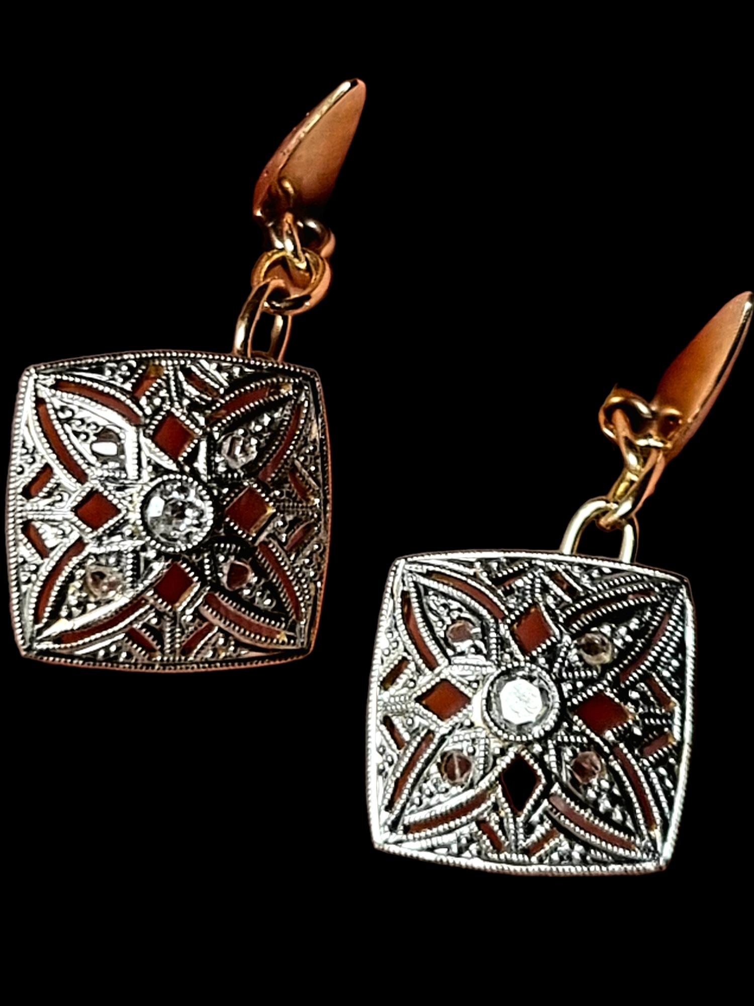 Edwardian Square Diamond Cufflinks (Early 20th Century 1901-1915) For ...