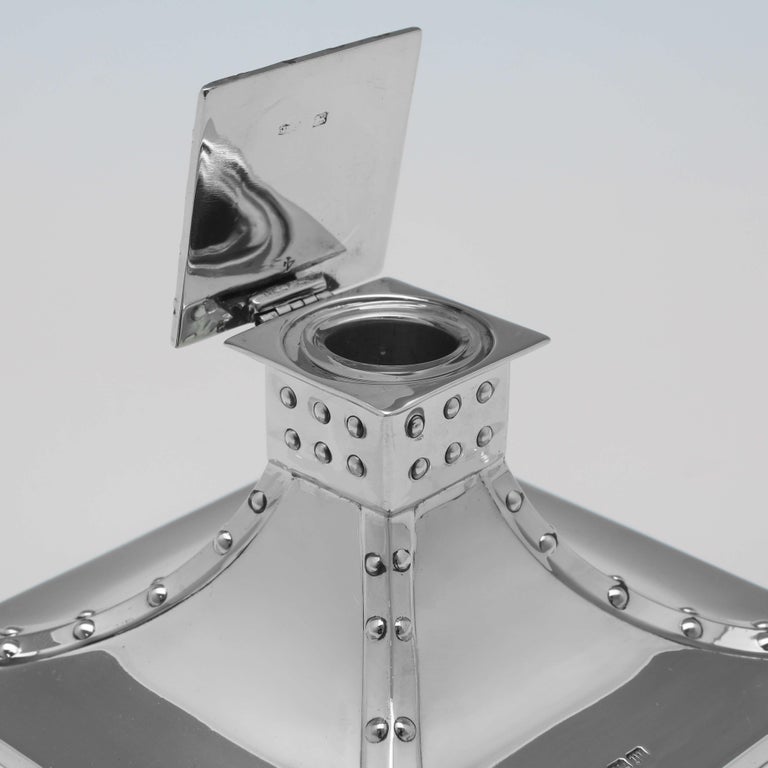 Edwardian Sterling Silver Ink Stand, Rivet Design, James Dixon and Sons ...