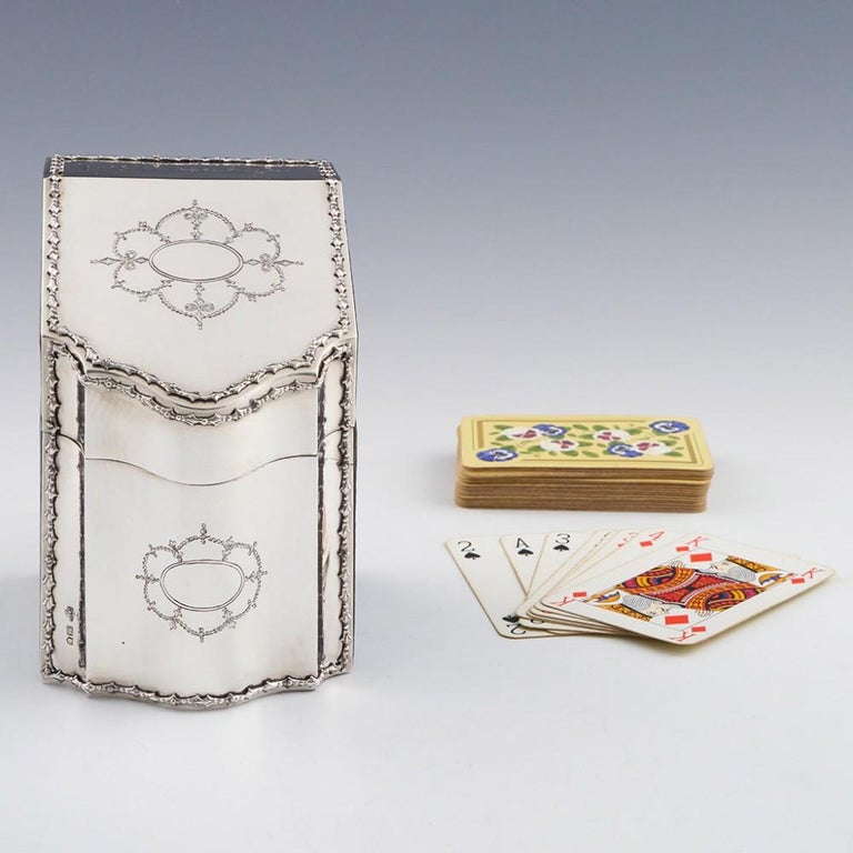 Edwardian Sterling Silver Playing Cards Box London 1909 For Sale at 1stDibs