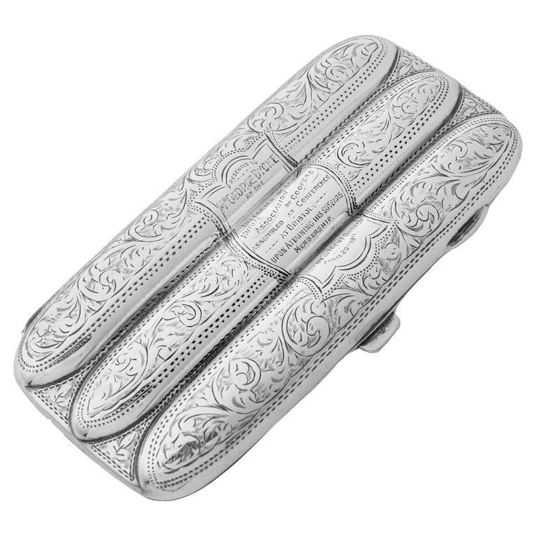 Edwardian Sterling Silver Three-Tube Cigar Case by G E Walton and Co ...