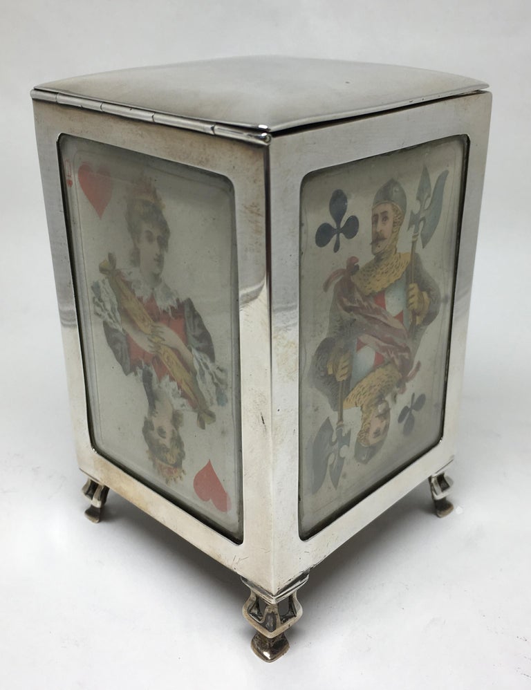 Edwardian Sterling Silver Upright Playing Card Box For Sale at 1stDibs