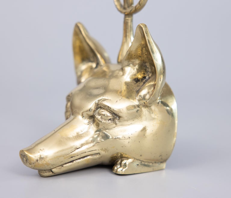 Edwardian Style Brass Fox with Riding Crop Doorstop For Sale at 1stDibs