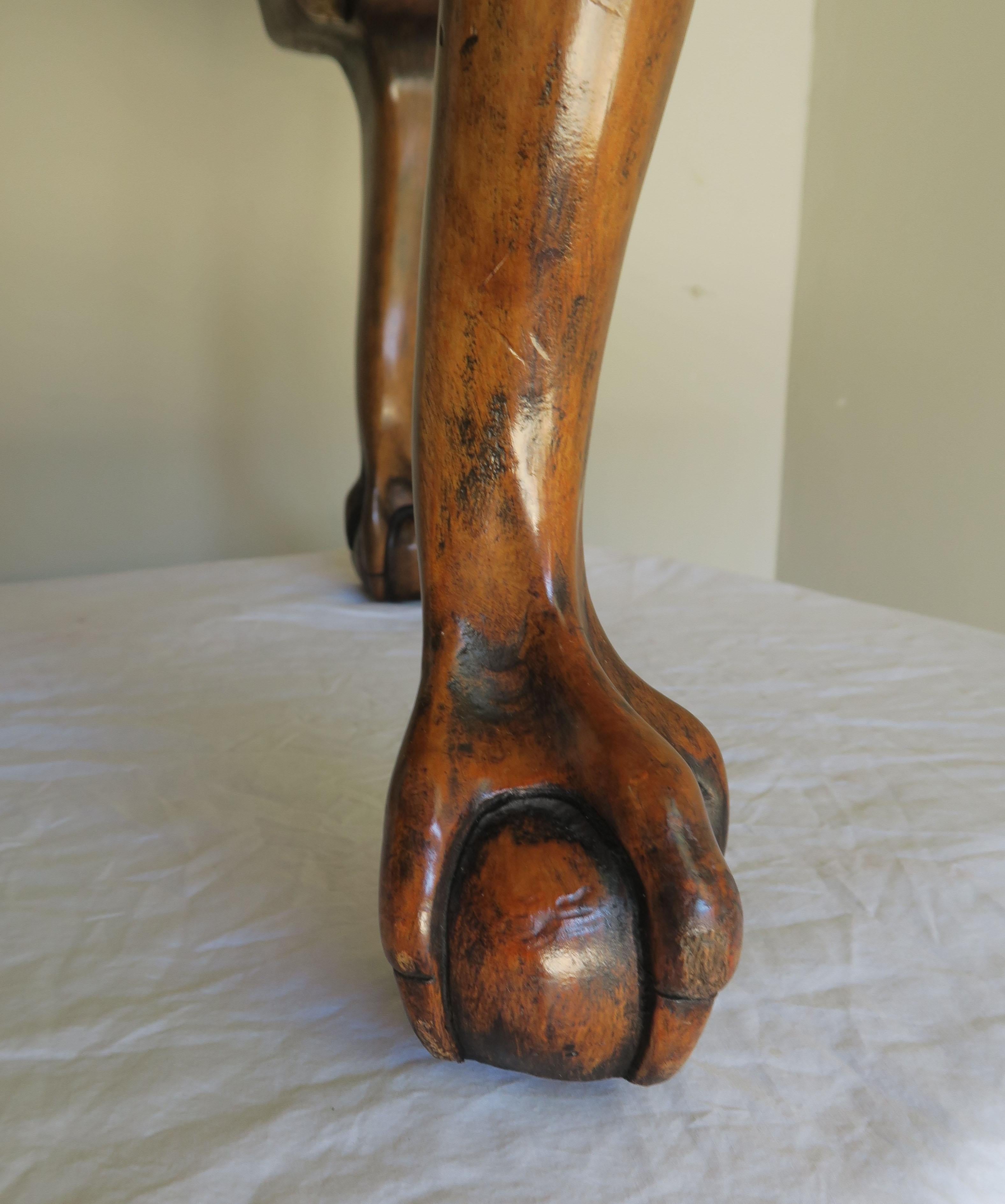 Edwardian Style Round Leather Bench with Ball and Claw Feet at 1stDibs