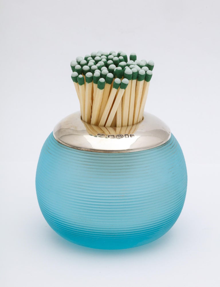 Edwardian-Style Sterling Silver, Mounted Threaded Blue Crystal Match ...