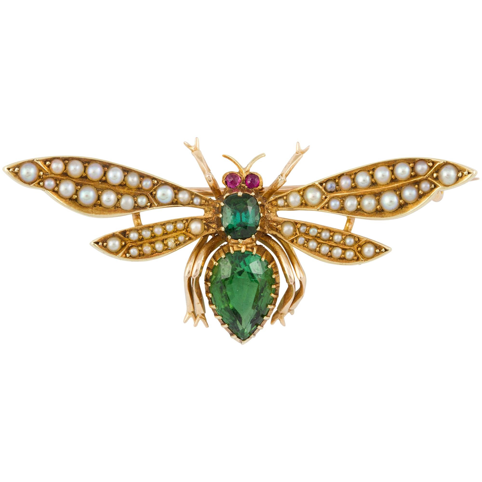Ella Gafter Pearl Bee Pin Brooch For Sale at 1stDibs
