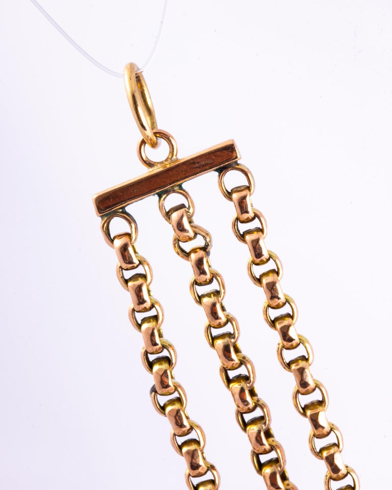 Edwardian Triple Chain 9 Carat Gold Necklace at 1stDibs