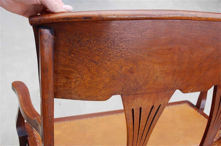 Edwardian Two-Seat Bench with Fan Shaped Backrest For Sale at 1stDibs