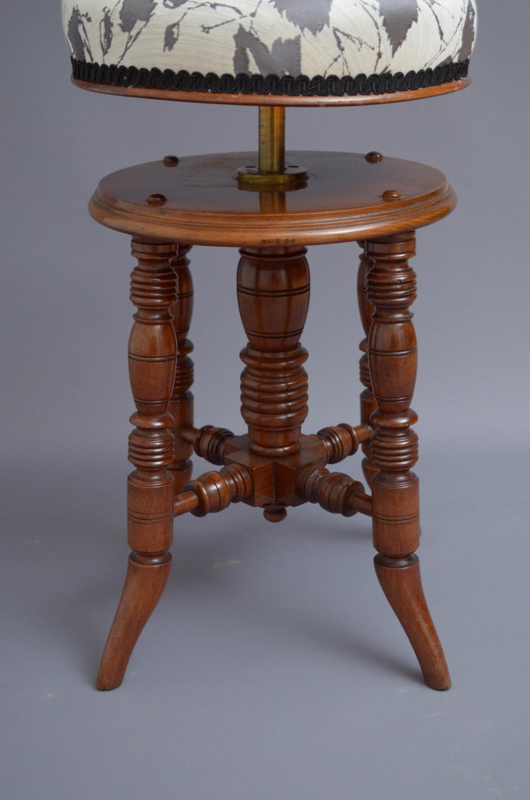 Edwardian Walnut Piano Stool For Sale at 1stDibs
