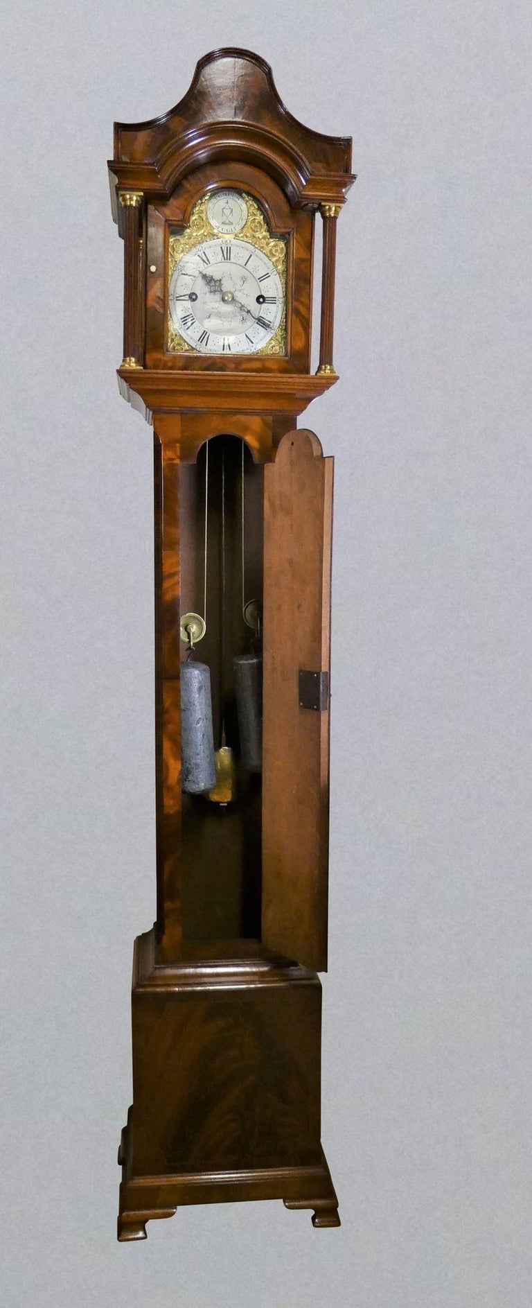 Edwardian Walnut Weight Driven Grandmother Clock For Sale at 1stDibs
