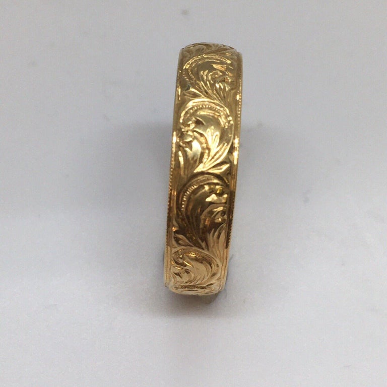 Edwardian Wedding Band Engraved 1908 Handmade Hallmarked 18k Gold For ...