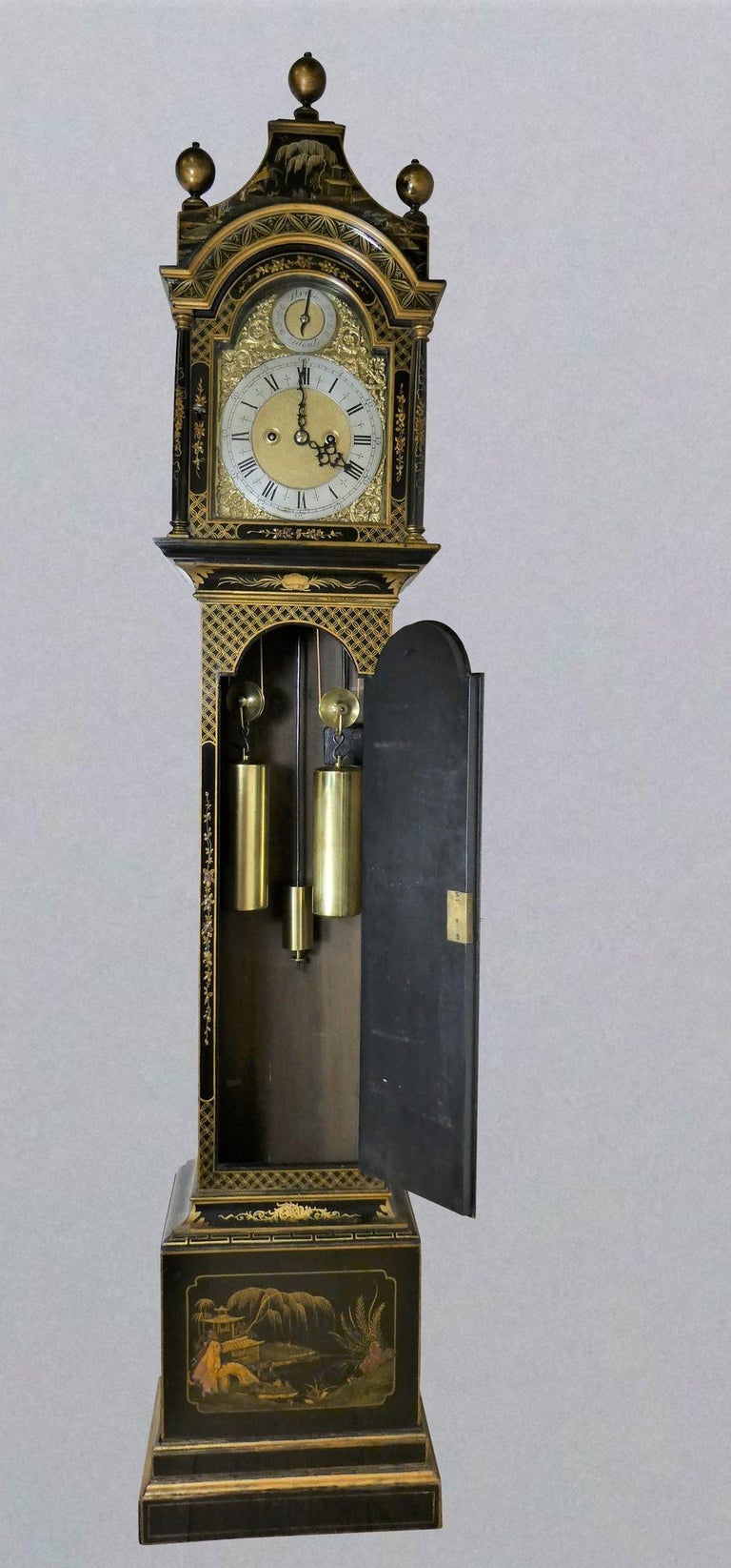 Edwardian Weight Driven Chinoiserie Decorated Grandmother Clock For ...