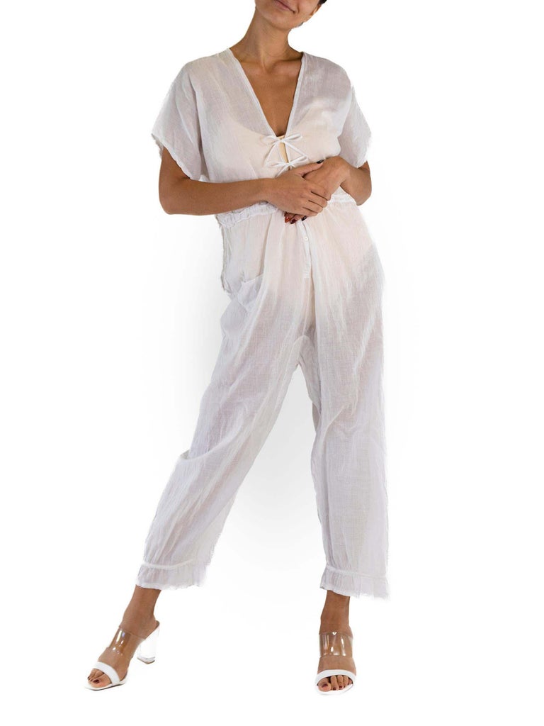 Edwardian White Bias Cut Rayon Lace Trim Negligee For Sale at 1stDibs