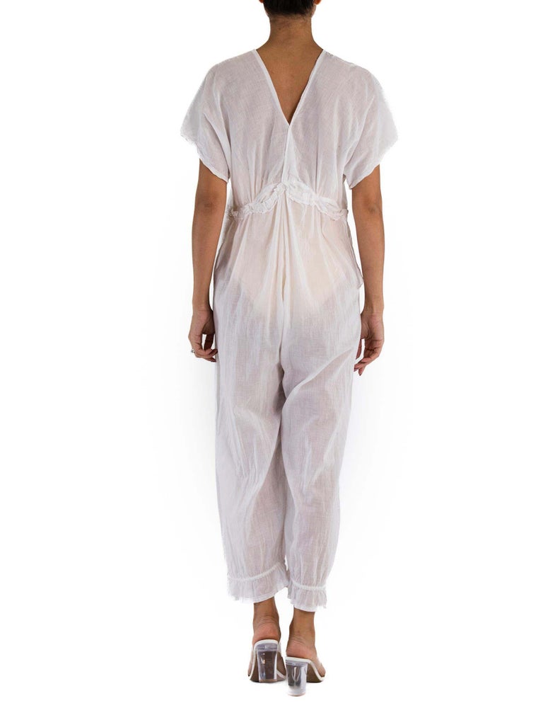 Edwardian White Bias Cut Rayon Lace Trim Negligee For Sale at 1stDibs
