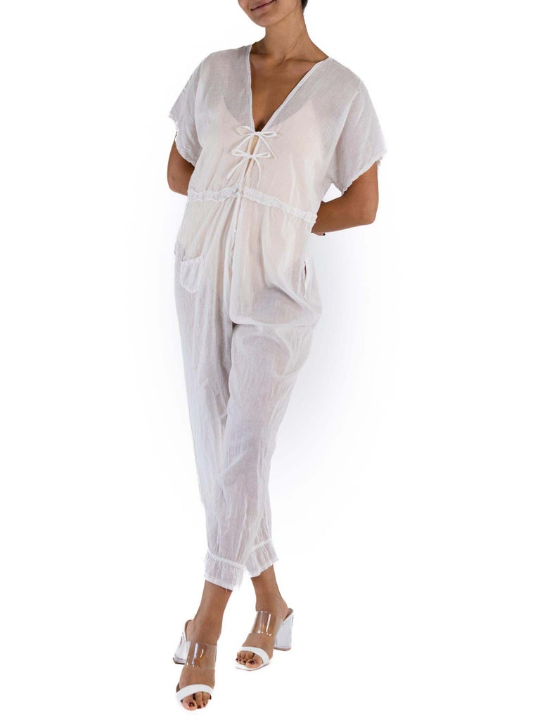 Edwardian White Bias Cut Rayon Lace Trim Negligee For Sale at 1stDibs