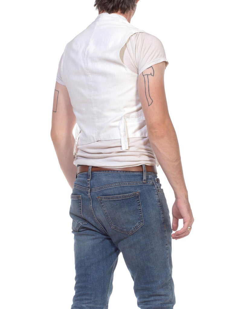 Edwardian White Cotton Ottoman Mens Low Cut Lapeled White-Tie Vest at ...