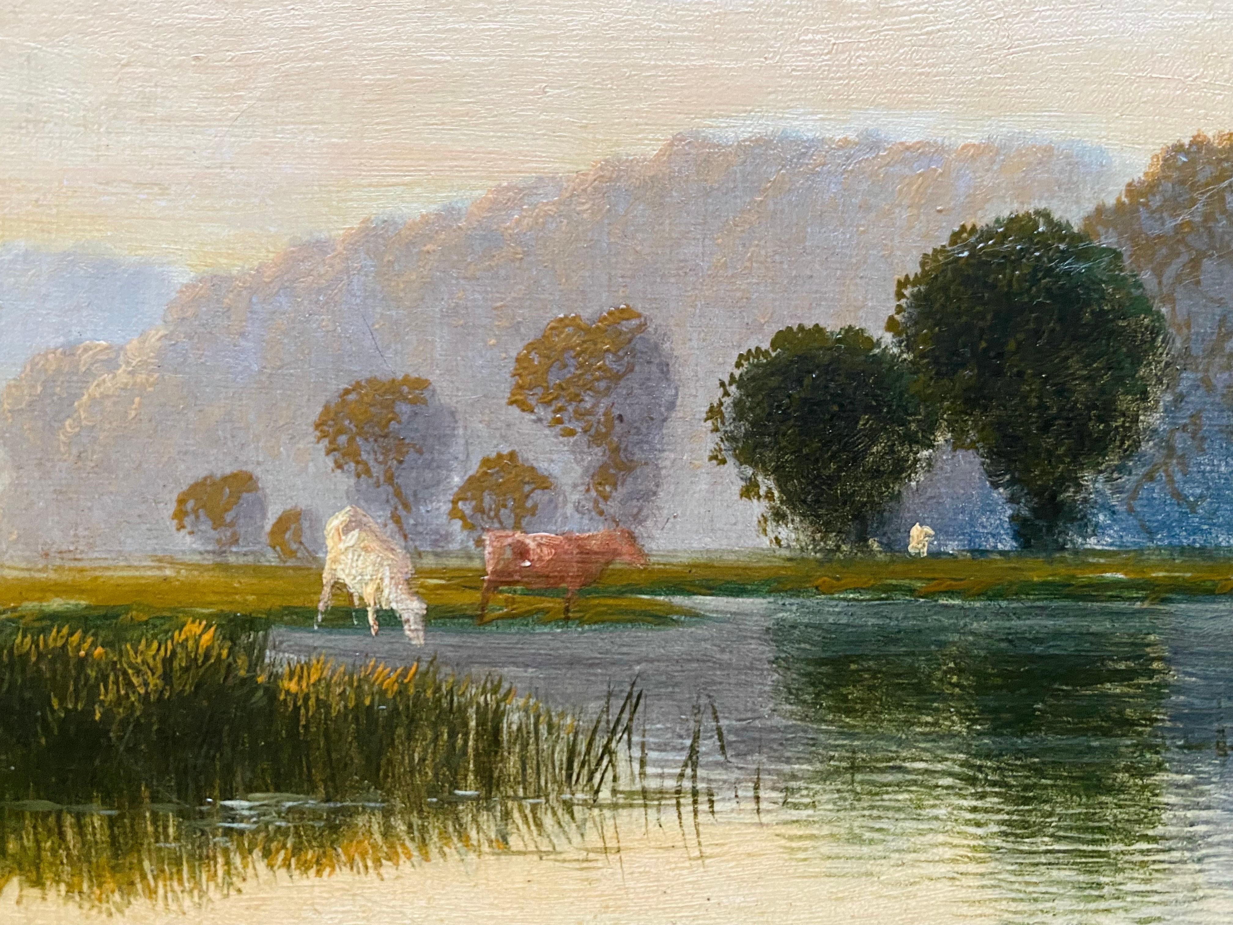 Edwin H. Boddington - 19th century English countryside landscape - Cows ...