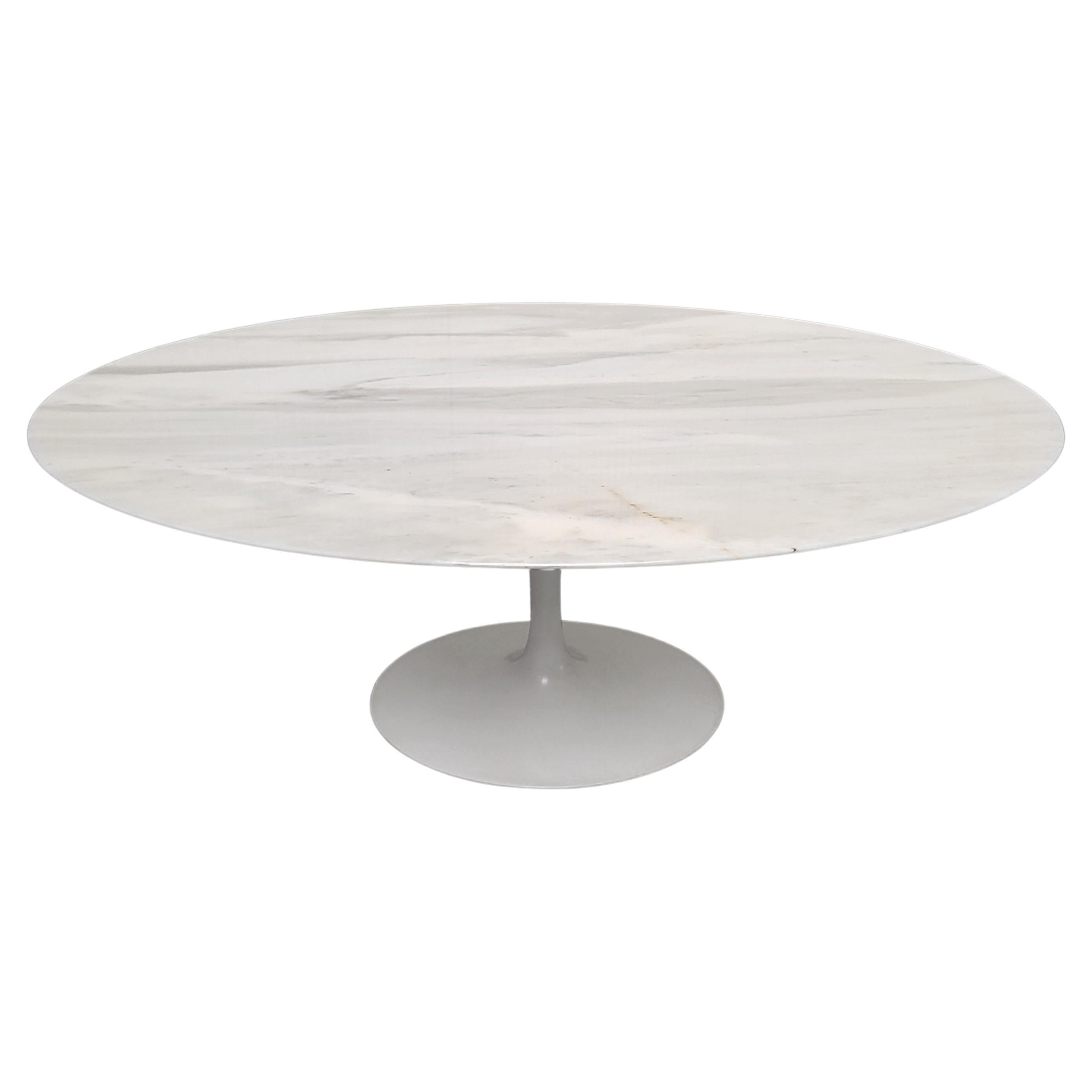 Eero Saarinen Style Burke Mid Century Expanding Oval Tulip Base Dining ...