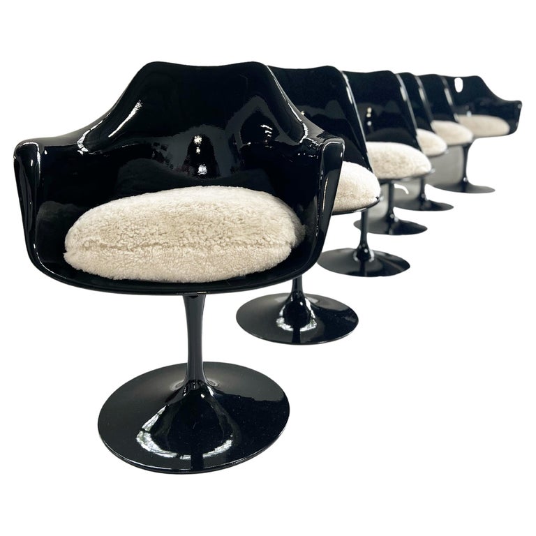 Eero Saarinen Tulip Chairs with Custom Shearling Cushions, Set of 6 at ...