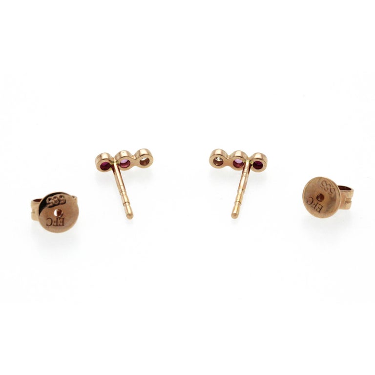 EF Collection 14k Rose Gold Diamond Sapphire Ruby Trio Bezel Stud ...