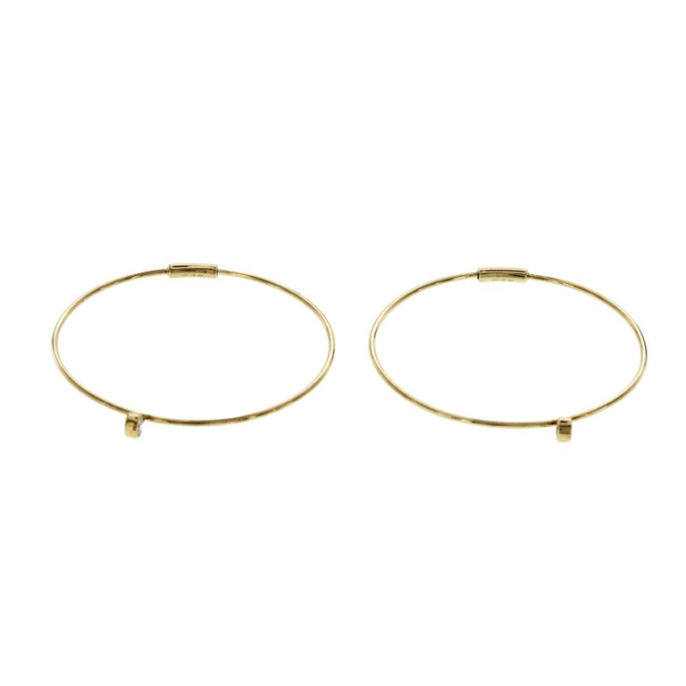 EF Collection 14k Yellow Gold Height Diamond Bezel Drop Hoop Earrings ...