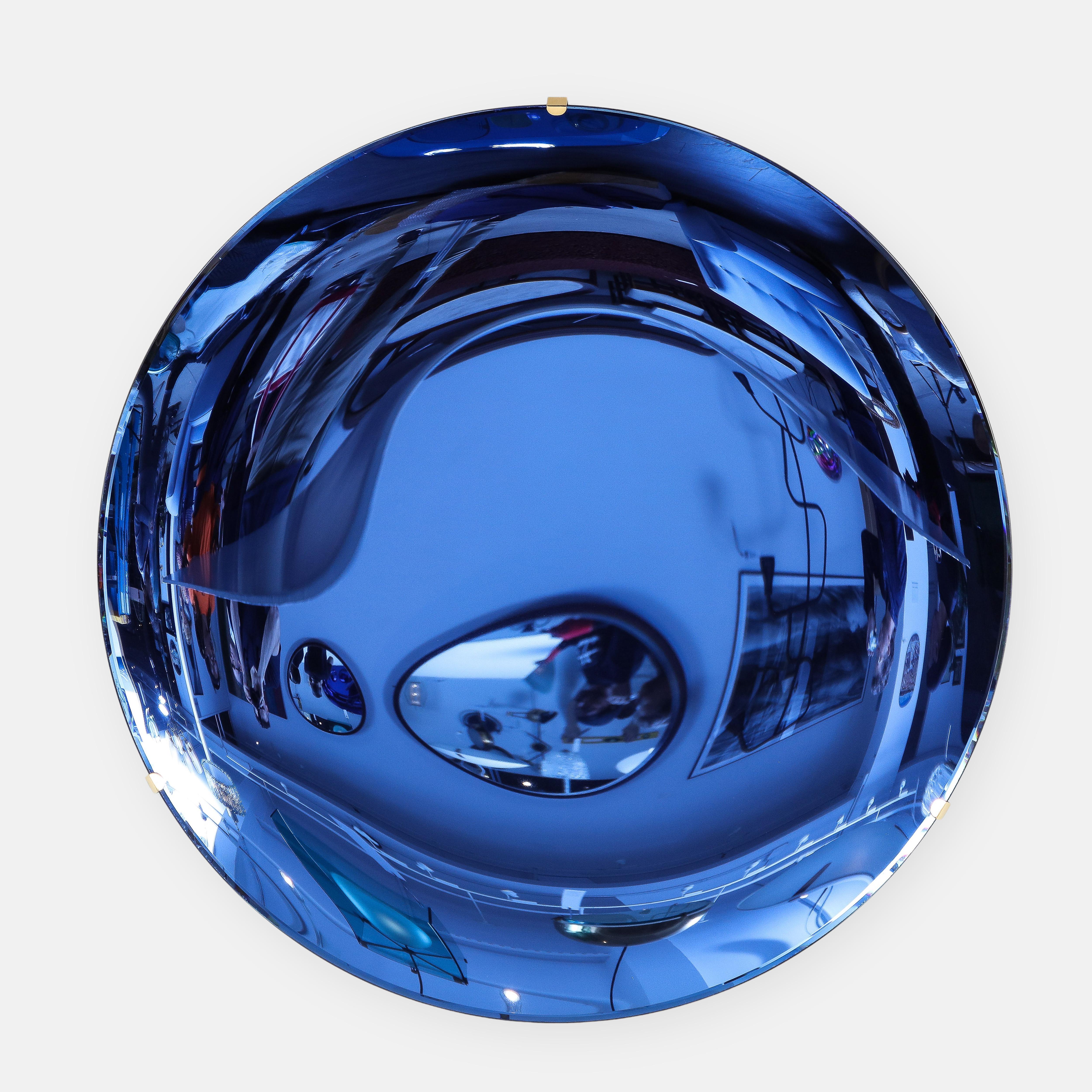 Effetto Vetro Contemporary Custom Sculptural Round Blue Concave Mirror ...