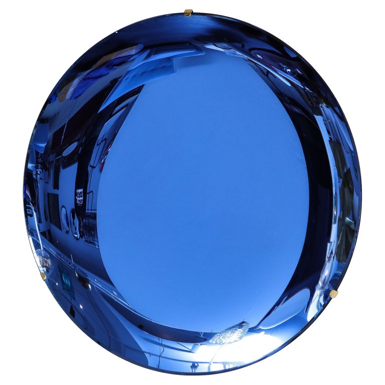 Effetto Vetro Contemporary Custom Sculptural Round Blue Concave Mirror ...