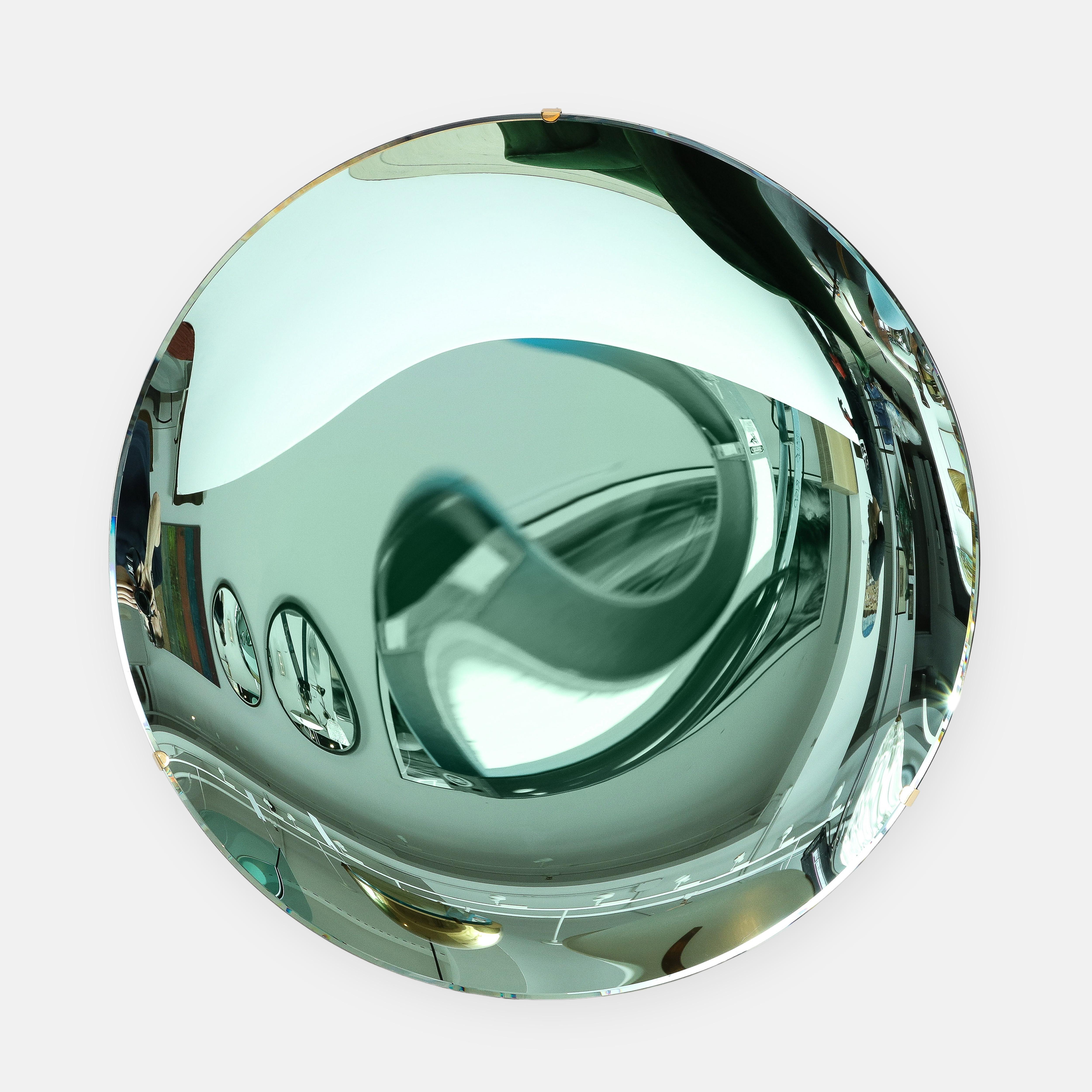 Effetto Vetro Contemporary Custom Sculptural Round Green Concave Mirror ...